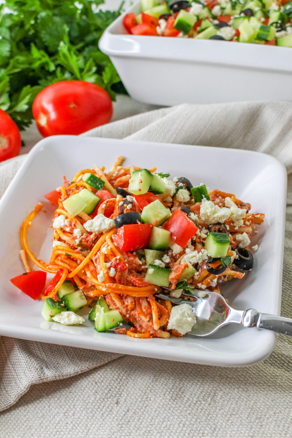 Greek Spaghetti Casserole - The Rockstar Mommy