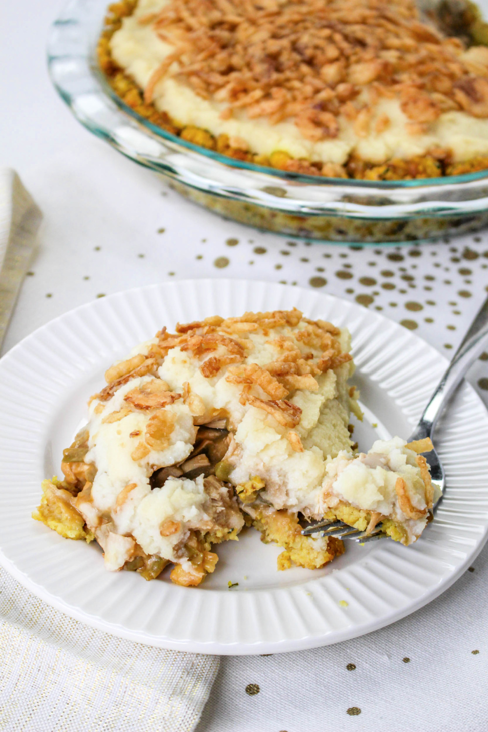 Thanksgiving Turkey Pot Pie with Stuffing Crust - The Rockstar Mommy