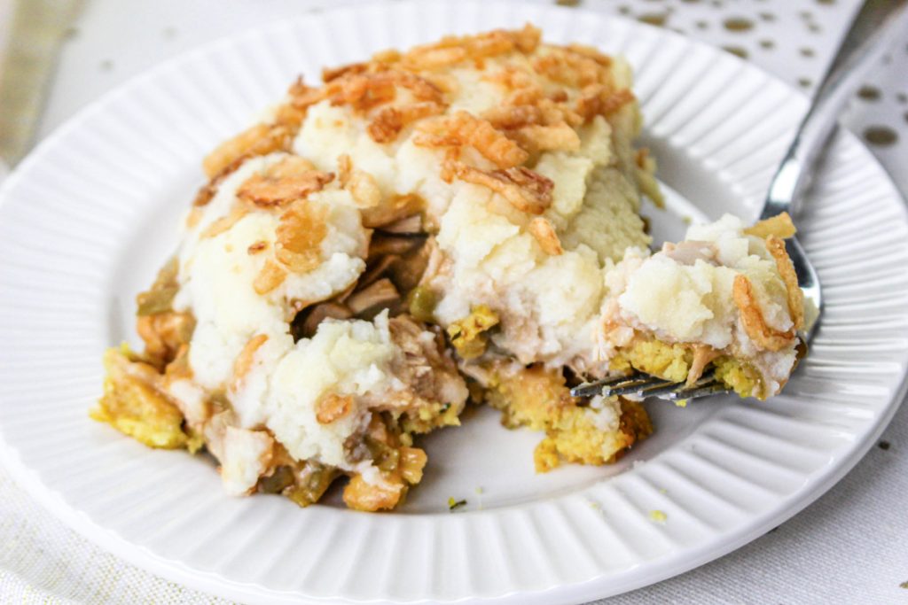 Thanksgiving Turkey Pot Pie with Stuffing Crust - The Rockstar Mommy